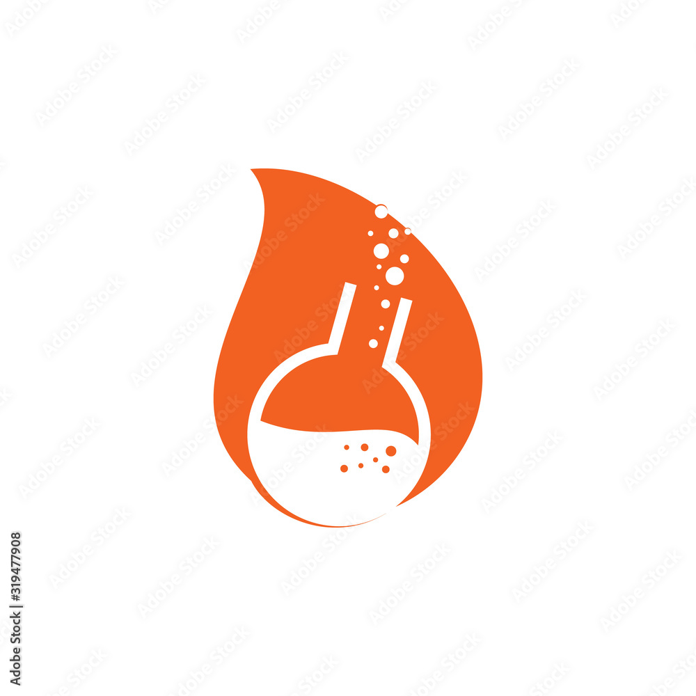 Lab logo vector. Lab template. Science lab logo. Beaker Lab round flask ...