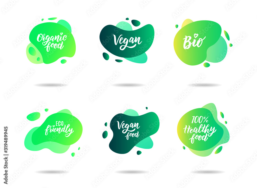Organic food hand lettering text set for logo , stickers or label ...
