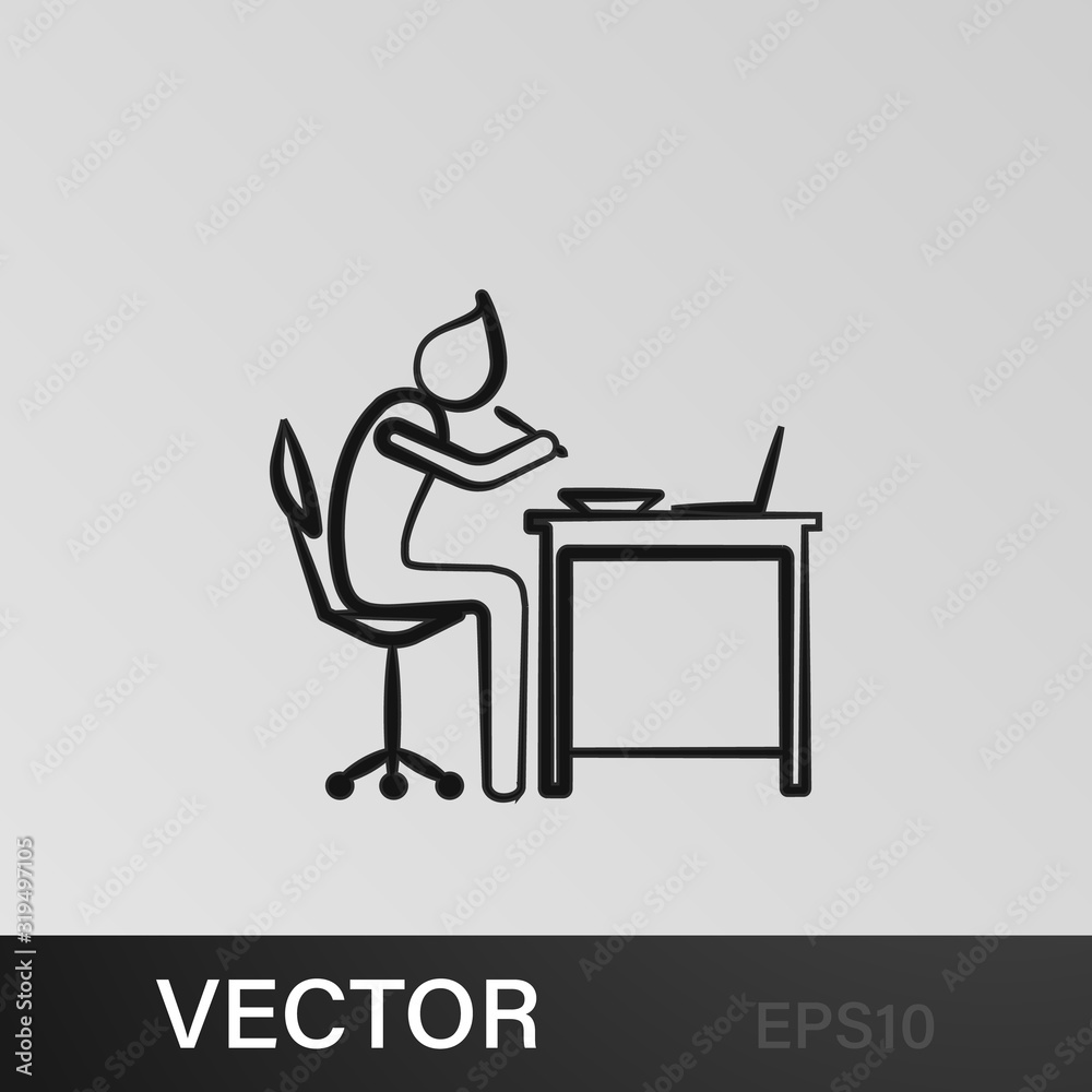 Vecteur Stock Office man eat food in work outline icon. Element of ...