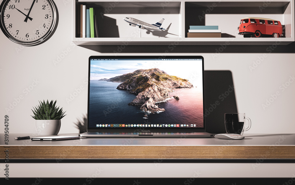 Apple Macbook Pro 16 inch with touchbar on desk in home interior ...