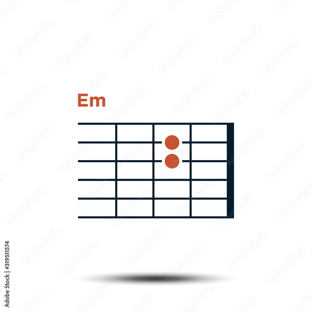 Em, Basic Guitar Chord Chart Icon Vector Template Stock Vector | Adobe ...