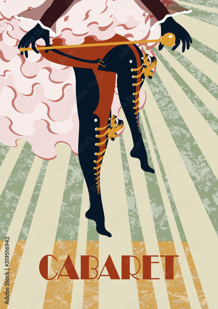 Cabaret Burlesque dancers background poster with women legs Stock ...