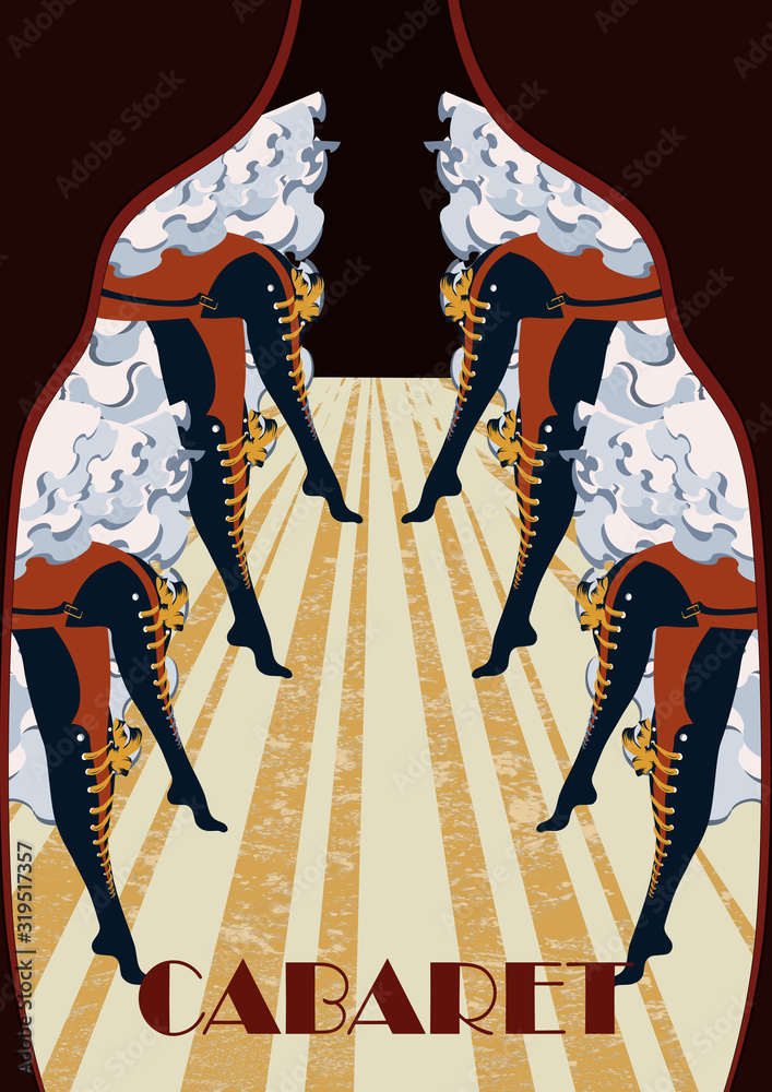 Cabaret Burlesque dancers background poster with women legs Stock ...