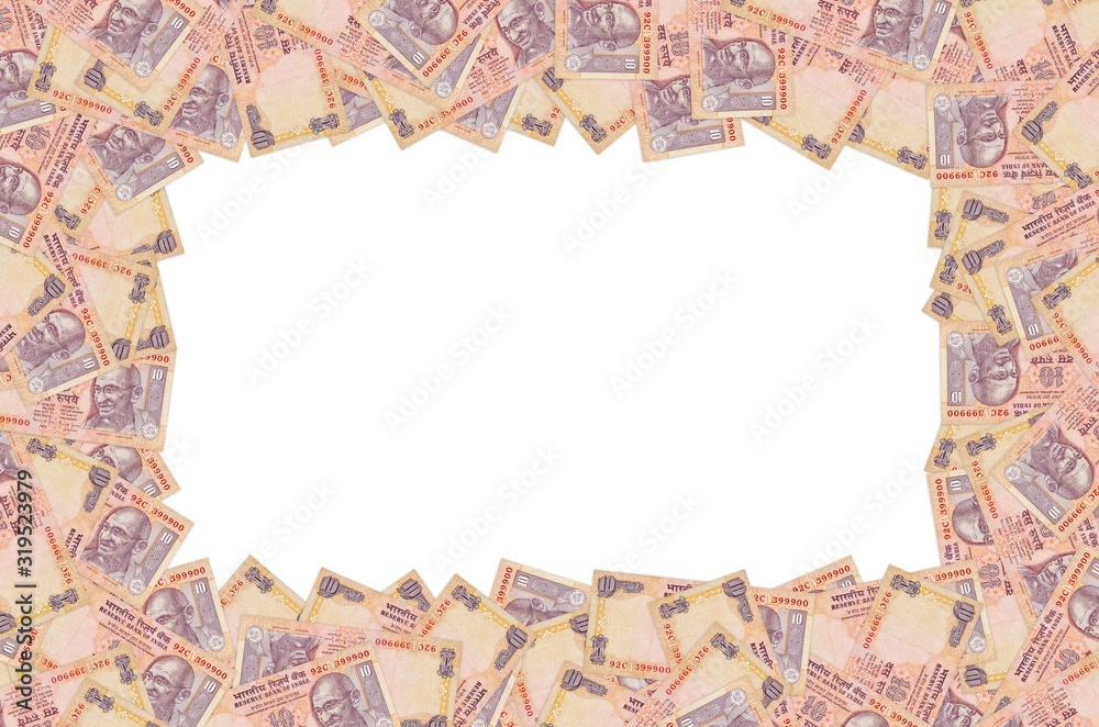 Mahatma Gandhi face on Indian bank note ten rupees. 10 Rupee National ...