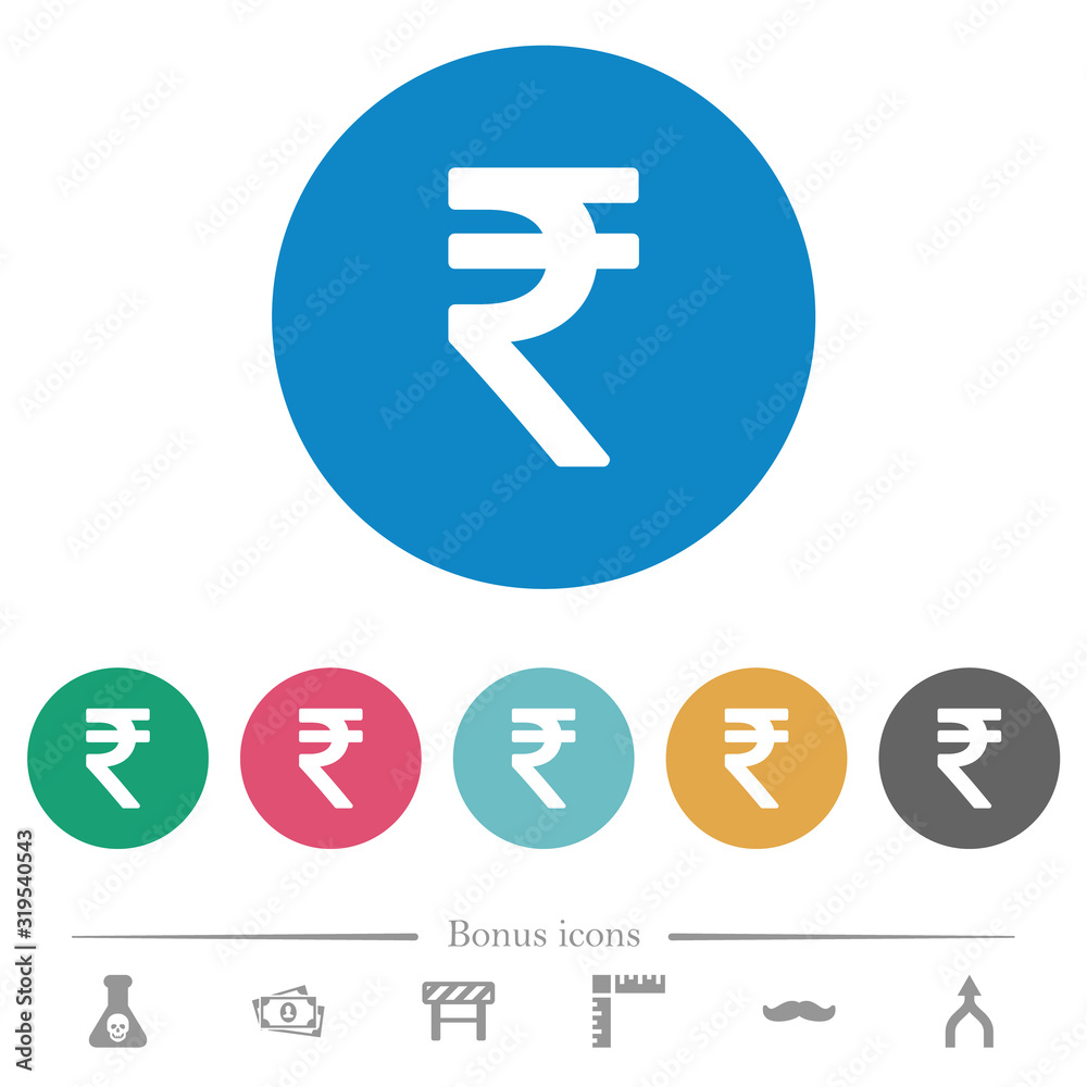 Indian Rupee sign flat round icons Stock Vector | Adobe Stock