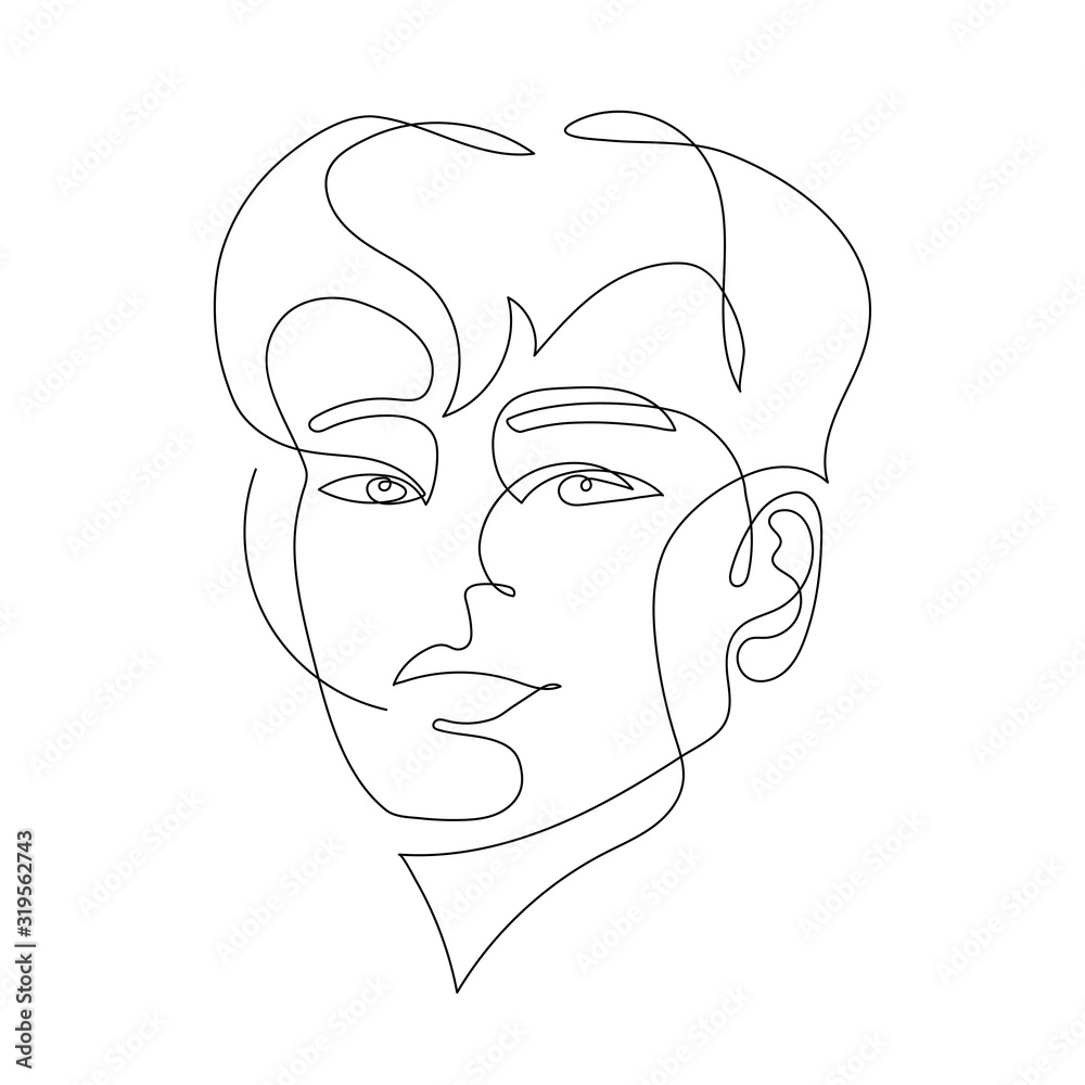 portrait of man one line drawing Stock Vector | Adobe Stock