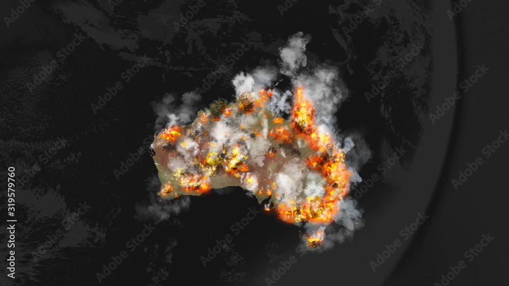 Earth map shows active fires and hotspots in Australia, 3D illustration ...
