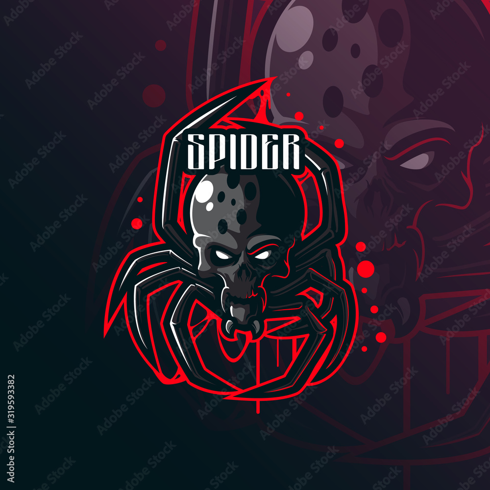 skull spider mascot logo design vector with modern illustration concept ...