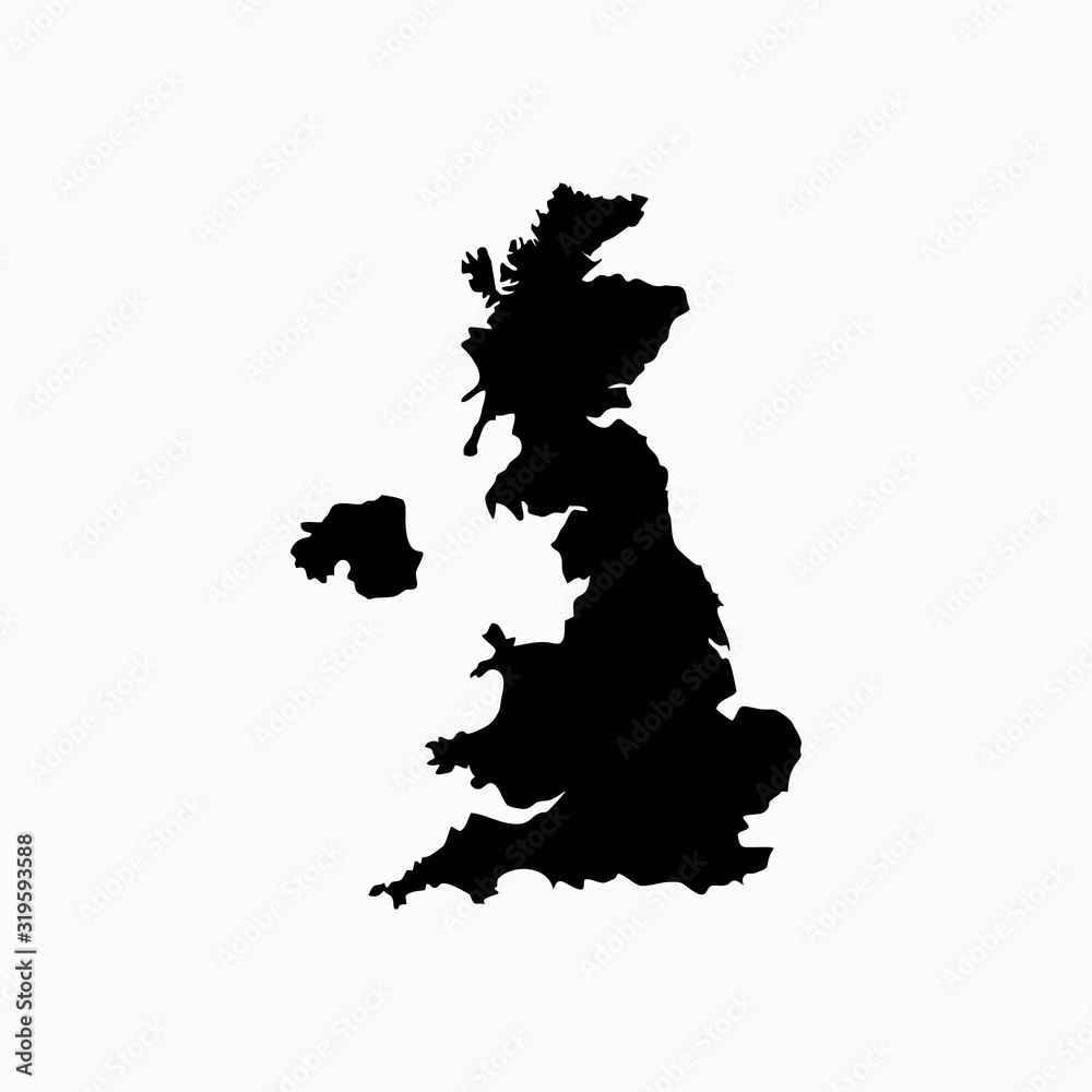 UK blank map vector . UK digital map template . UK silhouette . black ...