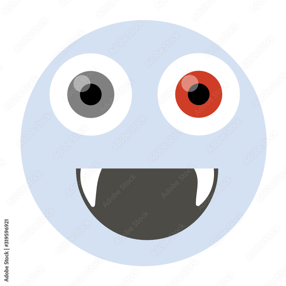 Smiling vampire emoji. Pale vampire face emoticon with a wide smile ...