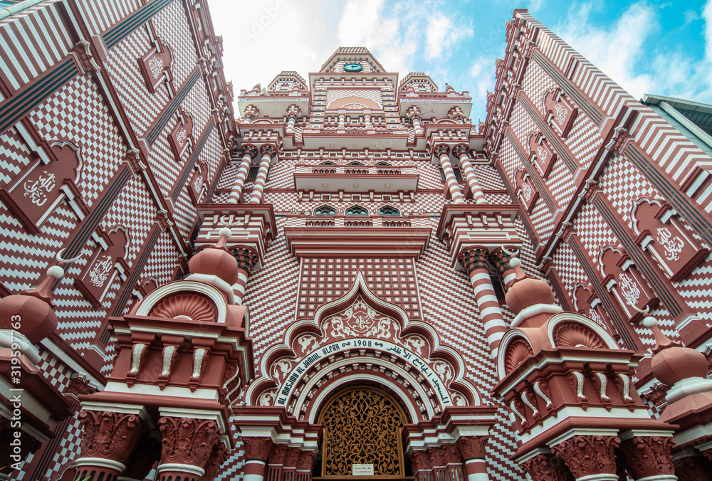 Beautiful architecture of Jami Ul-Alfar Mosque or the Red Mosque an ...