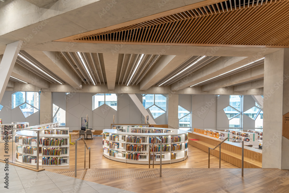 Calgary, Alberta - December 15, 2018: Interior of Calgary`s Central ...