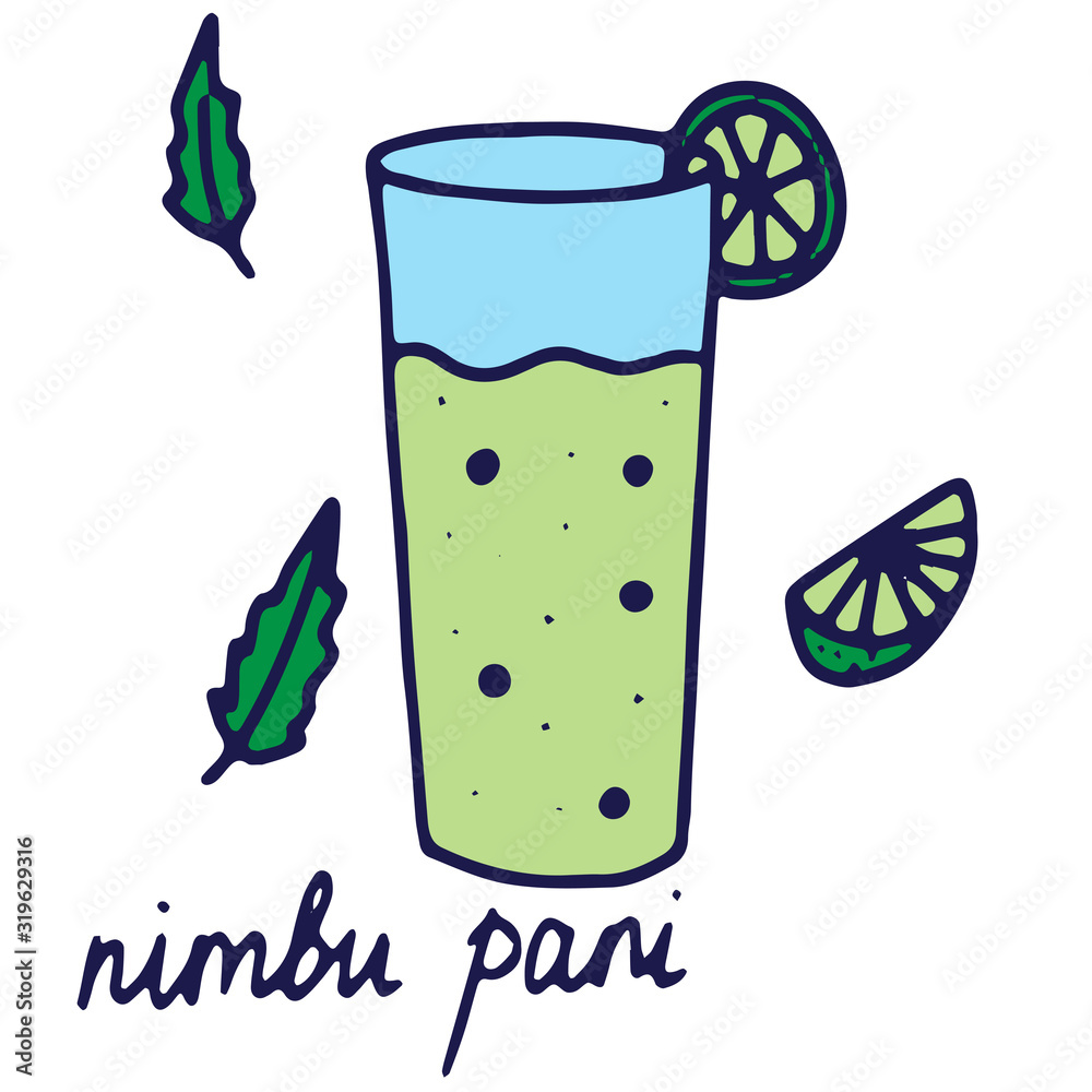 Hand drawn isolated indian food icon. Color fillillustration of indian ...