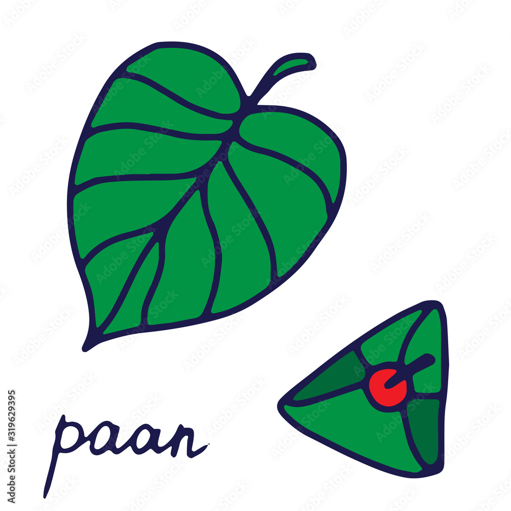 Hand drawn isolated indian food icon. Color fill illustration of indian ...