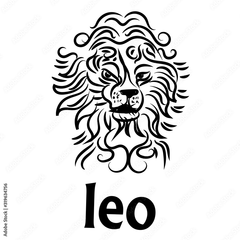 leo symbol is good for tattoo or logo, art modern illustration Stock ...