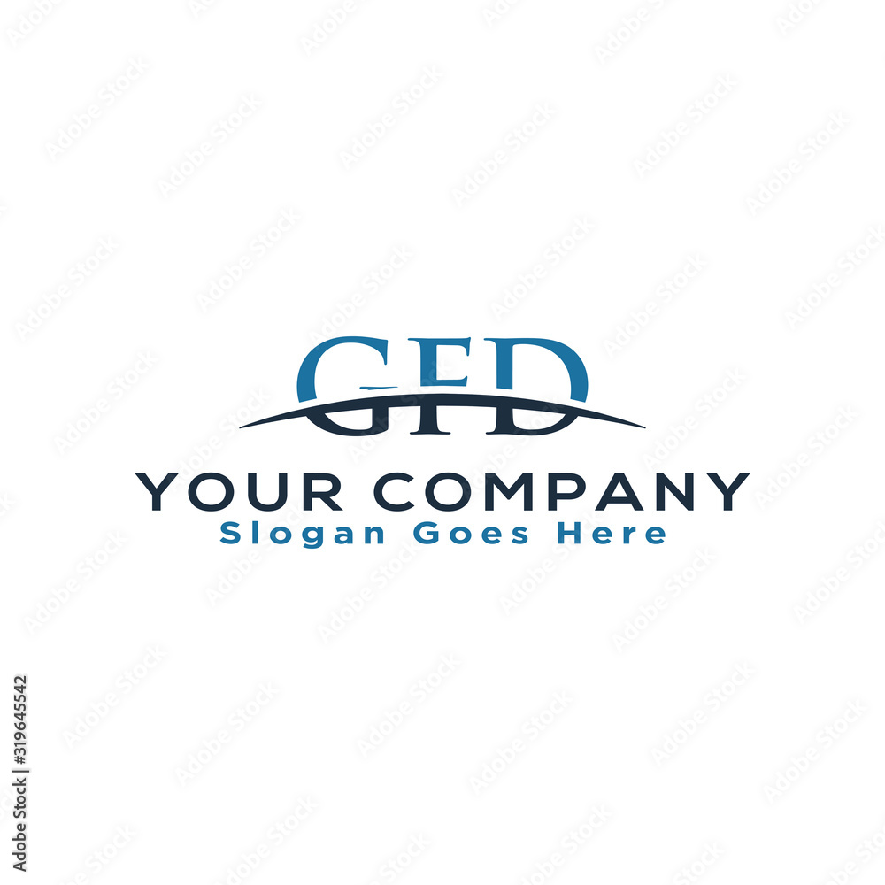 Initial letter GFD, overlapping movement swoosh horizon logo company ...