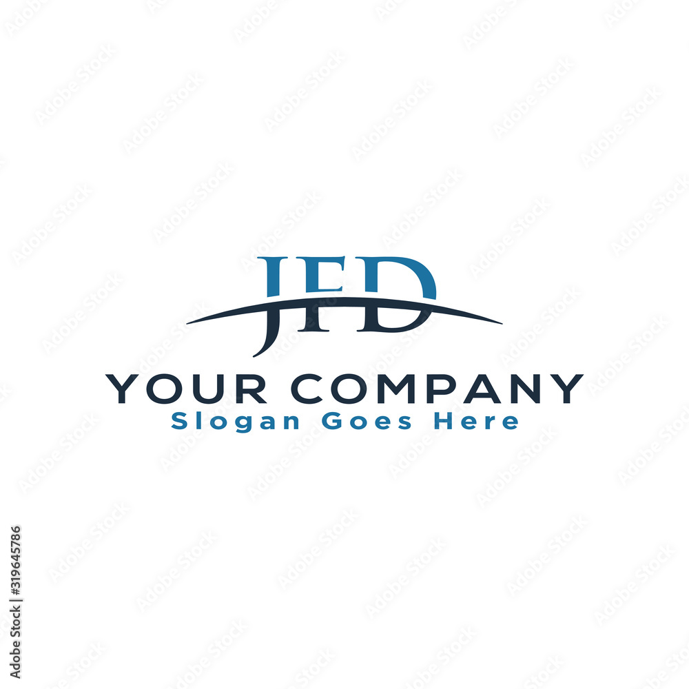 Initial letter JFD, overlapping movement swoosh horizon logo company ...