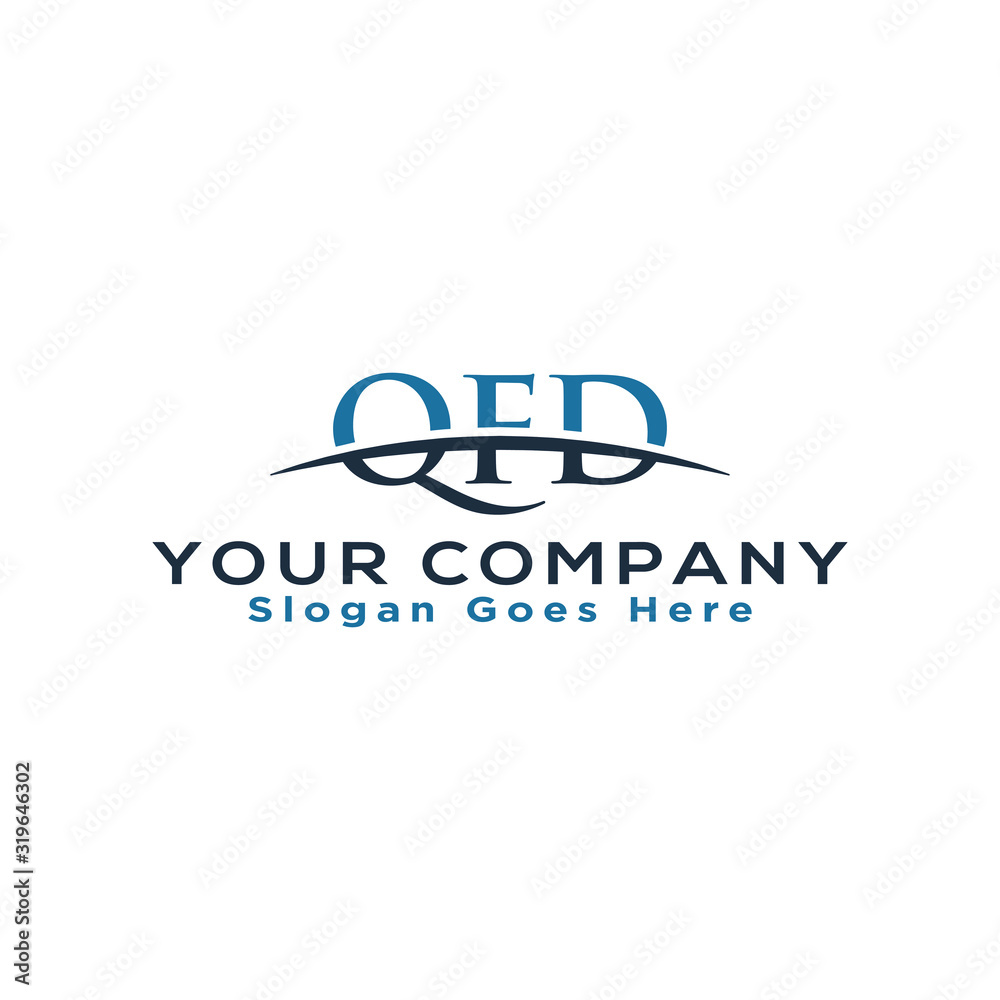Initial letter QFD, overlapping movement swoosh horizon logo company ...