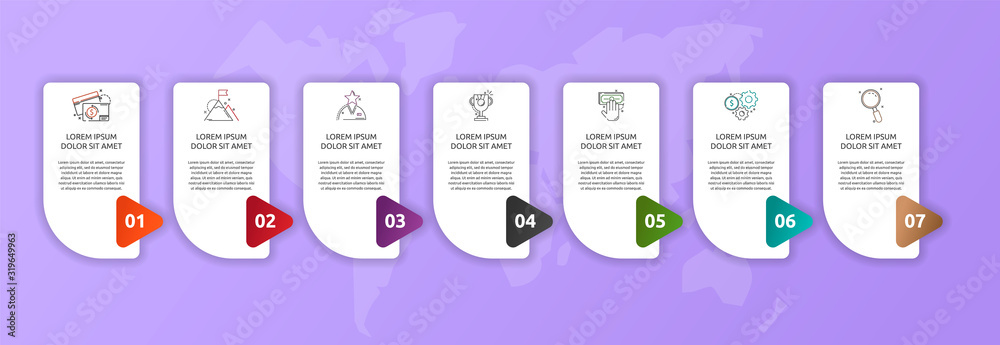 Vector infographic template. Business banner with 7 options and arrows ...
