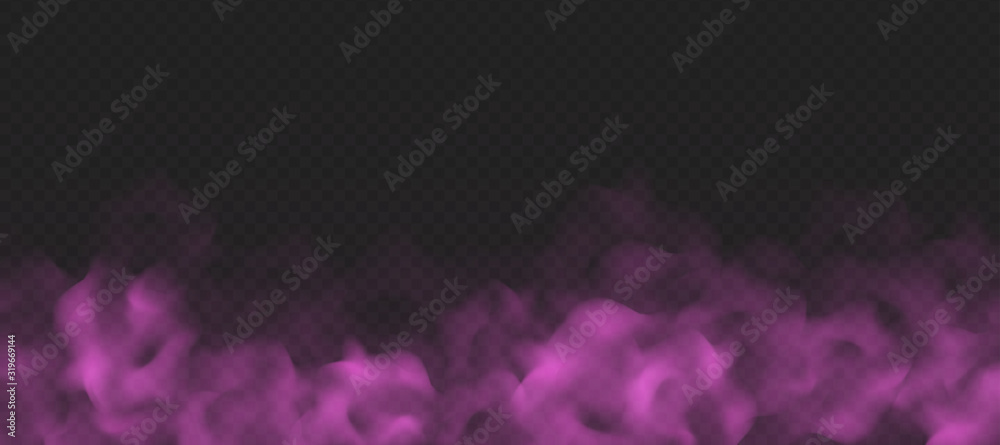Pink fog or smoke cloud isolated on transparent background. Realistic ...