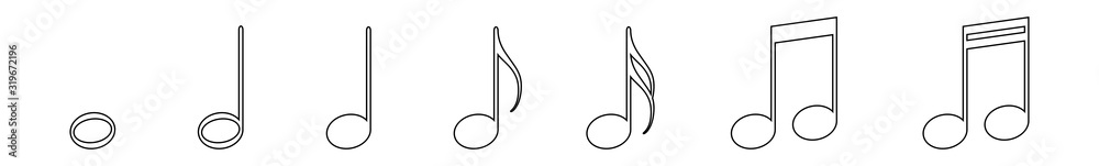 Music Notes Icon Black Line | Note Illustration | Tone Symbol | Sound ...