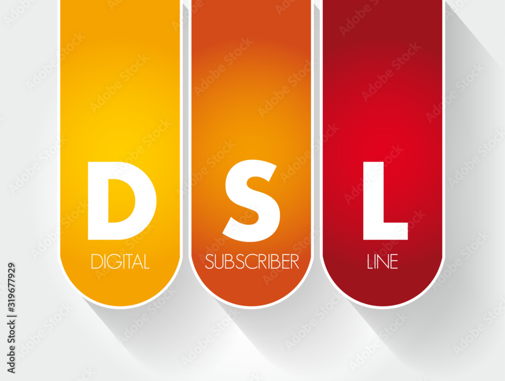 DSL - Digital Subscriber Line acronym, technology concept background ...