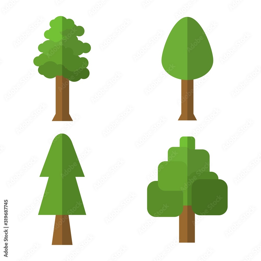 Simple Cartoon Tree Set Stock Vector | Adobe Stock