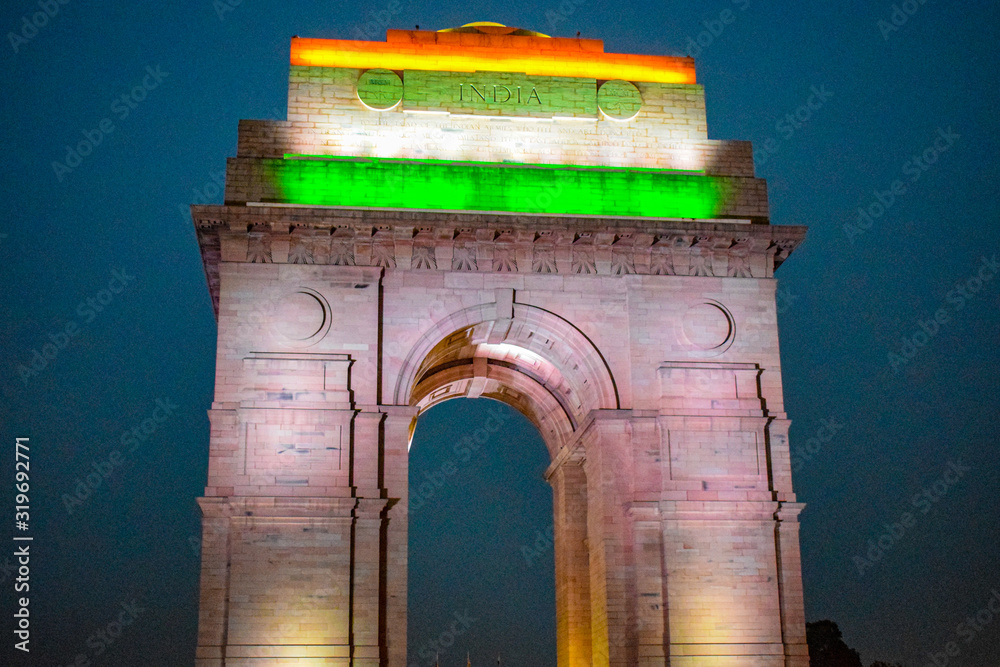 Evening view of India Gate in Delhi India, India Gate view with tri ...