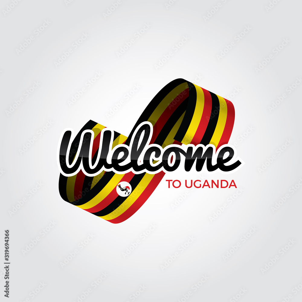 Welcome to uganda symbol with flag, simple modern logo on white ...
