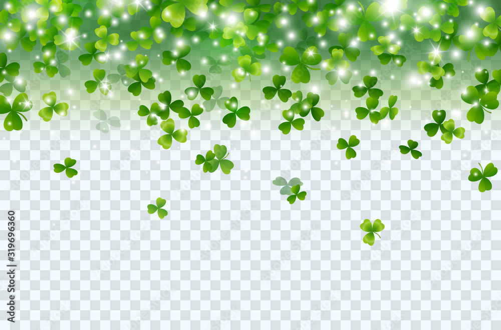 Shamrock falling leaves with lights isolated on transparent background ...