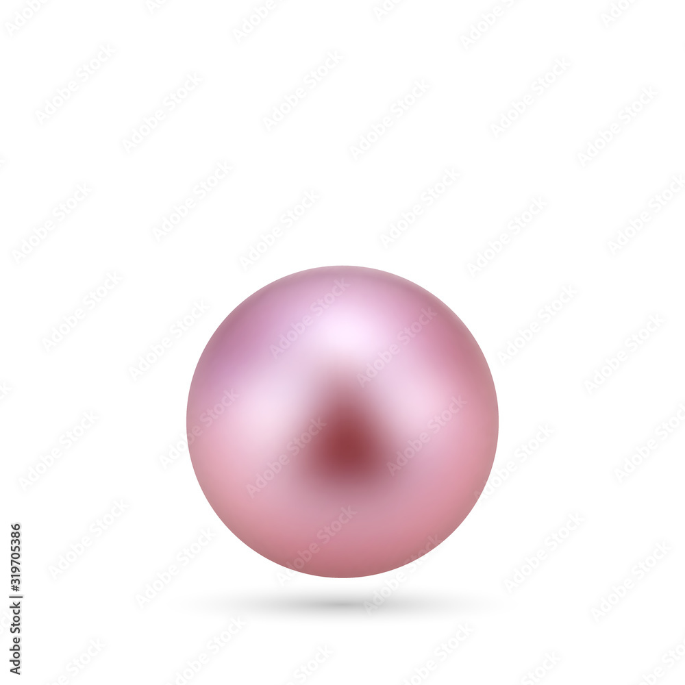 Vector illustration of realistic pink pearl isolated on white ...