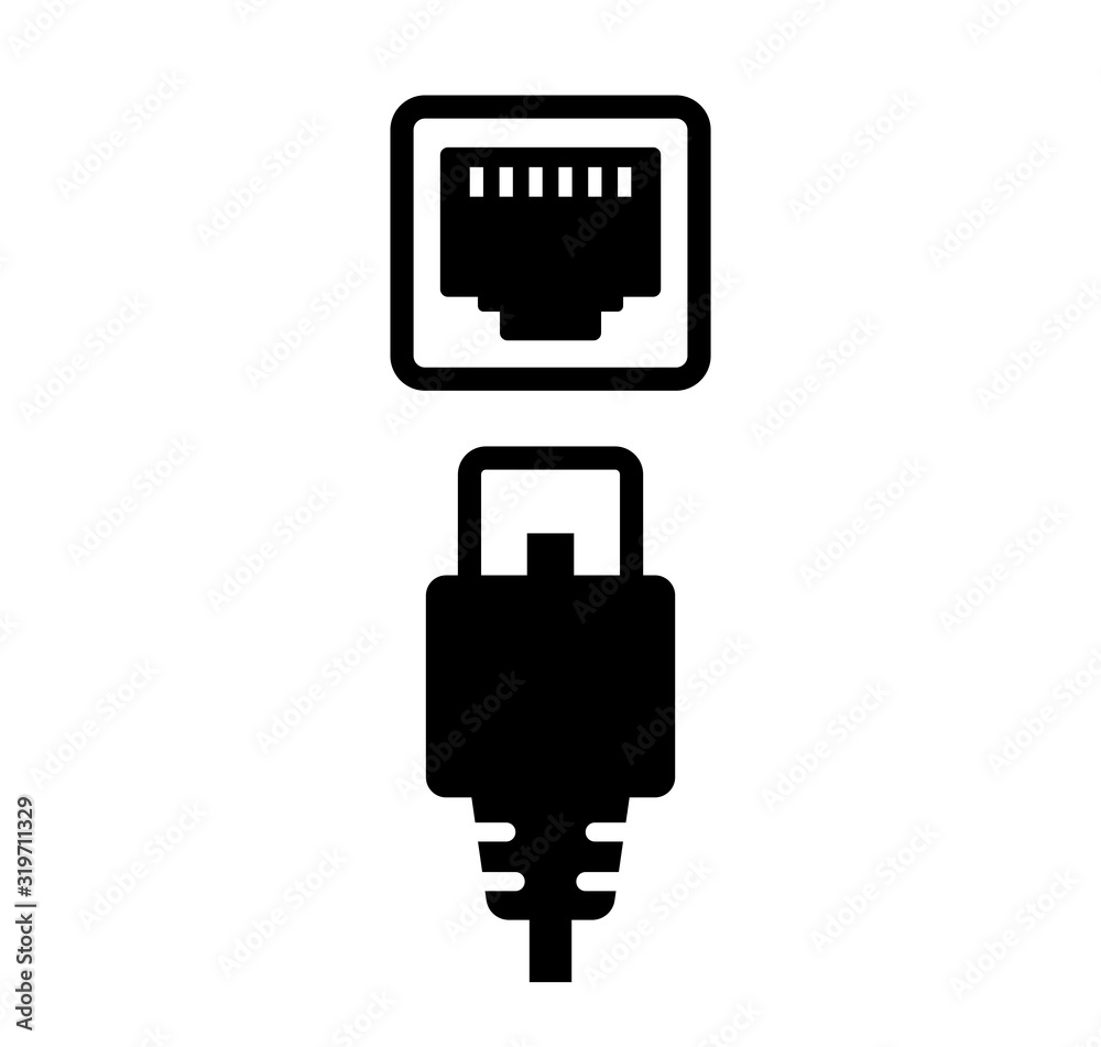 Lan cable and connector (plug) vector icon illustration vector de Stock ...
