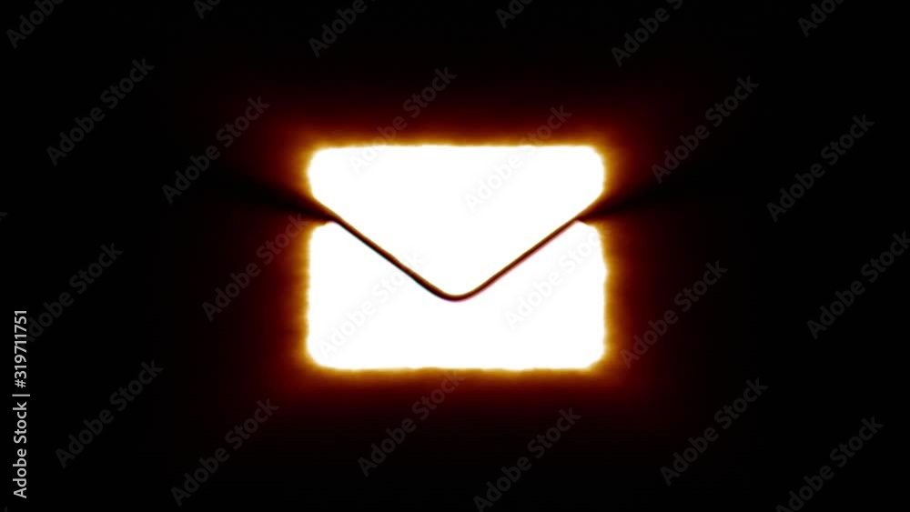 Vidéo Stock Shiny fire new mail icon fly in center flickers with rgb ...