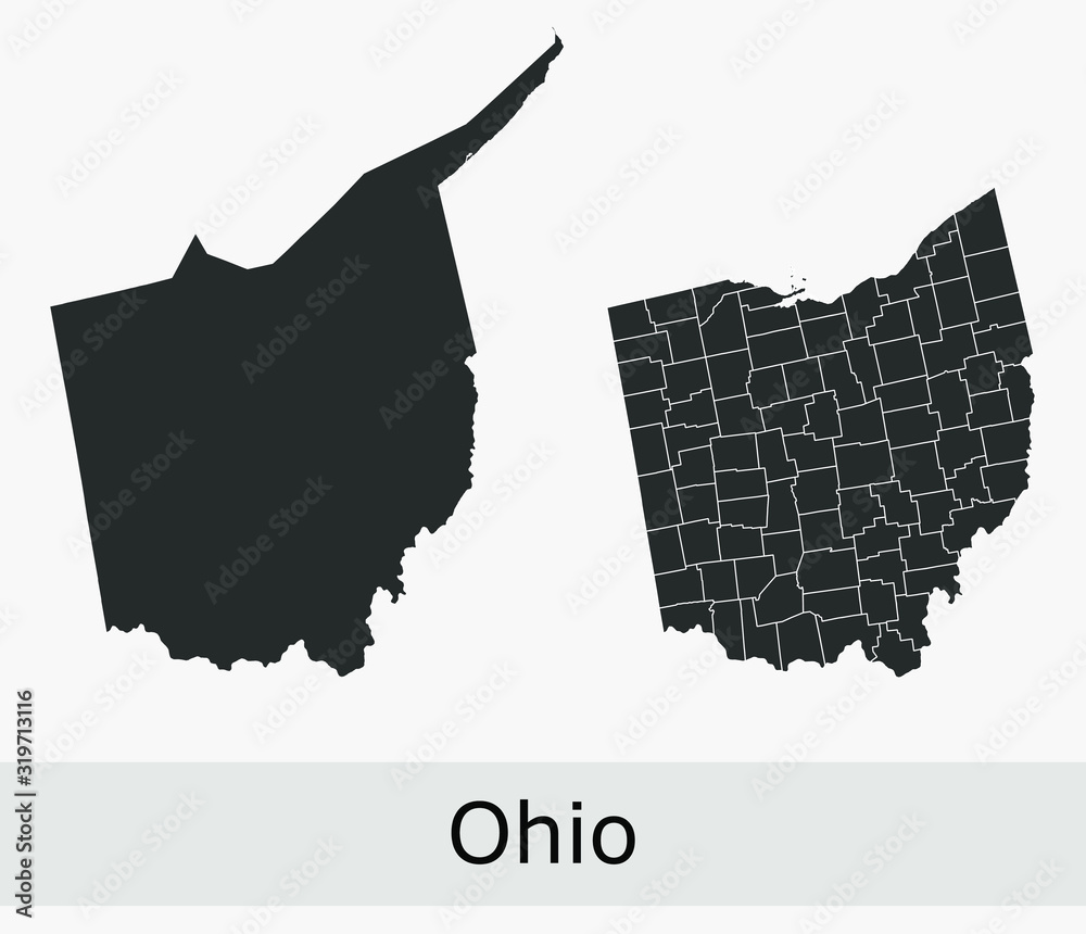 Ohio vector map counties, townships, regions, municipalities ...