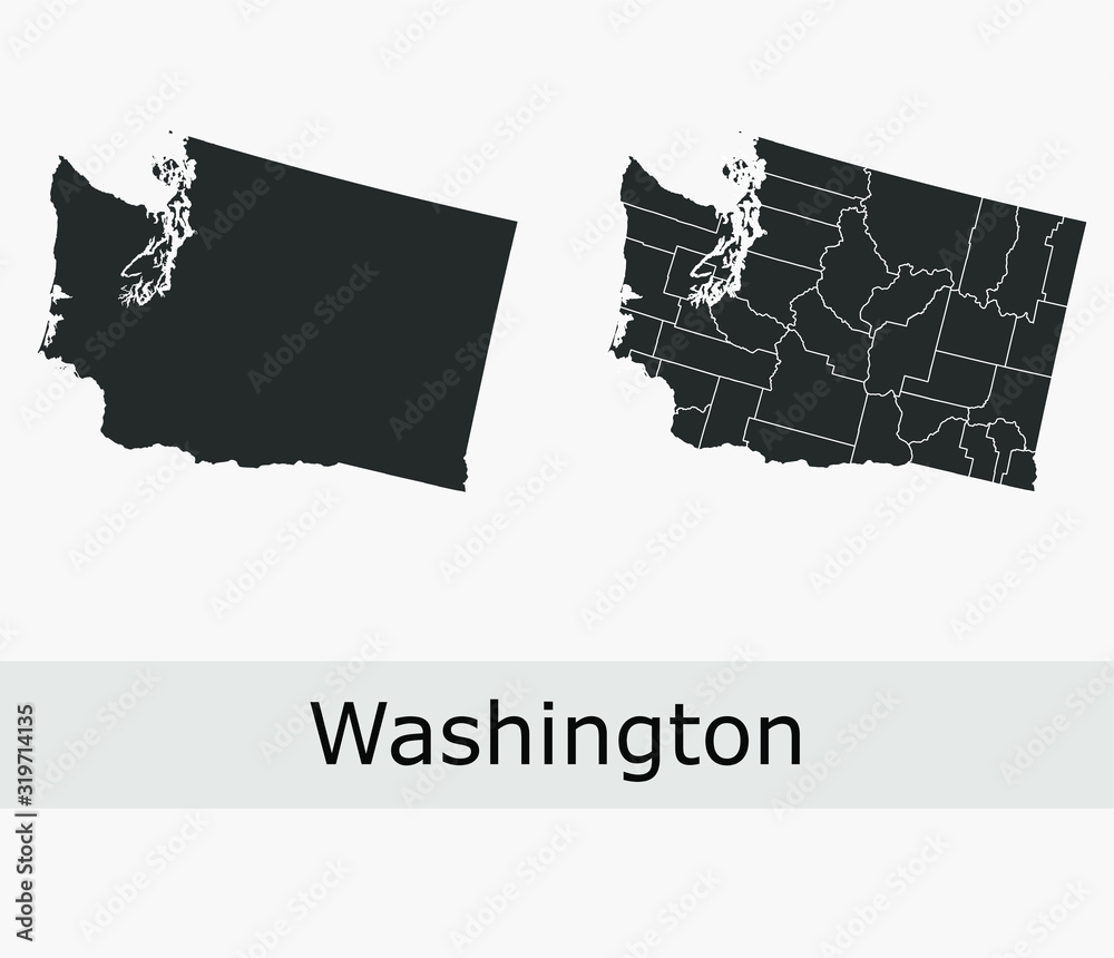 Washington vector maps counties, townships, regions, municipalities ...
