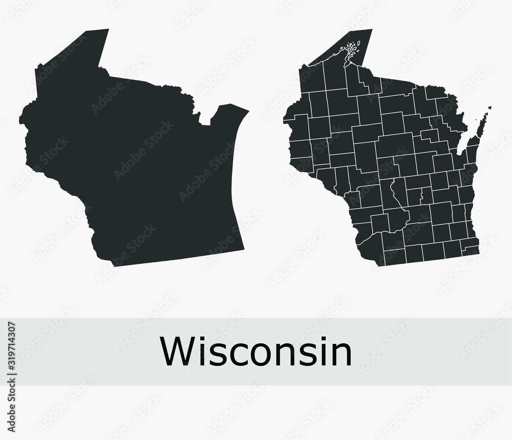 Wisconsin vector maps counties, townships, regions, municipalities ...