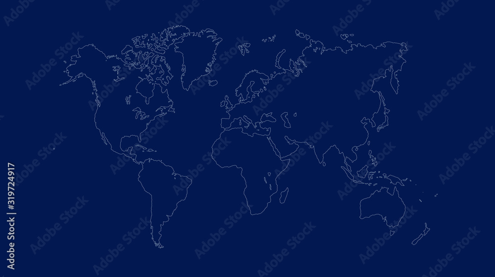 World map outline illustration as image Stock Illustration | Adobe Stock