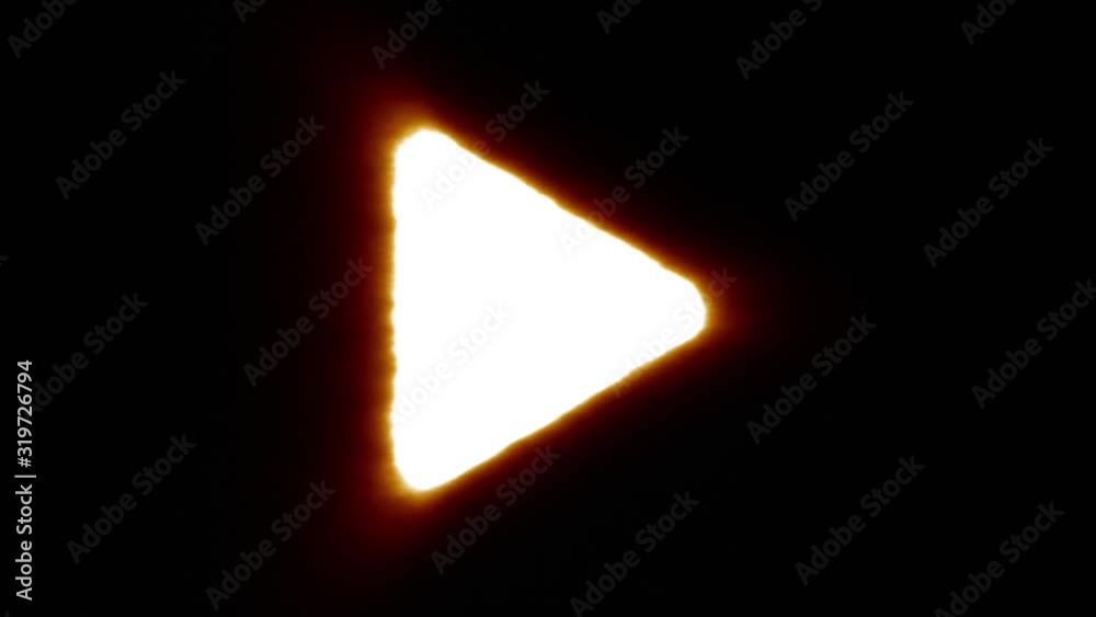 Shiny fire play icon fly in center flickers with rgb spectrum colors ...