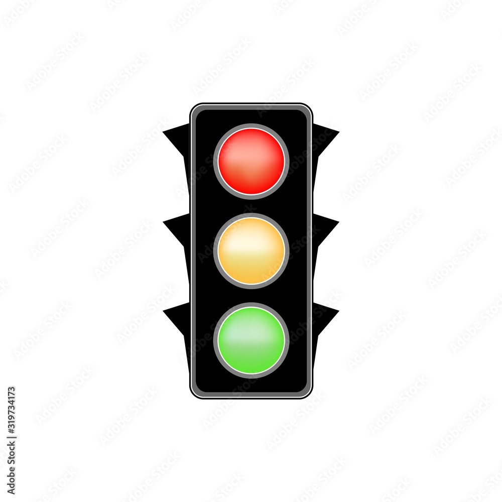 Stoplight sign. Icon traffic light on white background. Symbol regulate ...