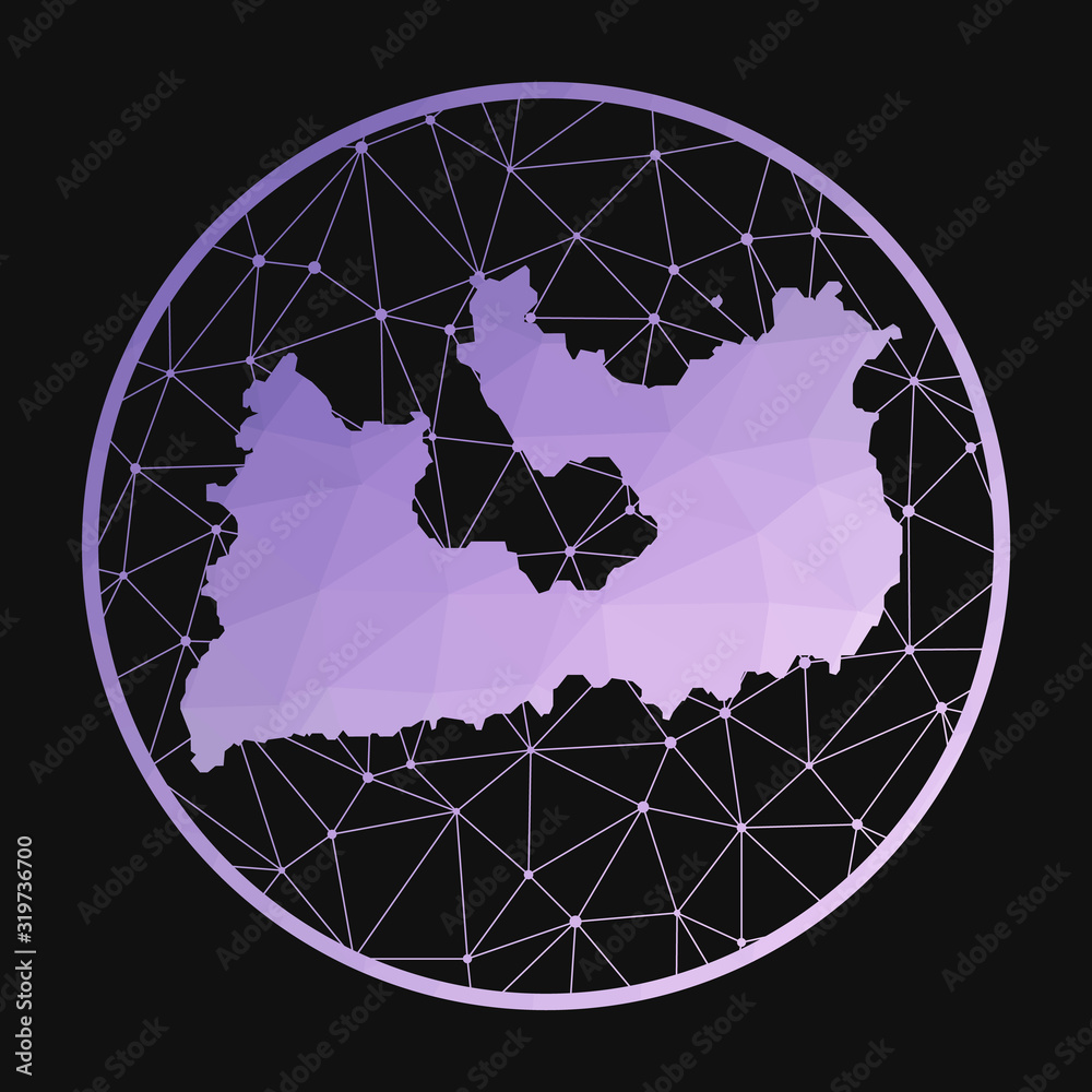 Milos icon. Vector polygonal map of the island. Milos icon in geometric ...