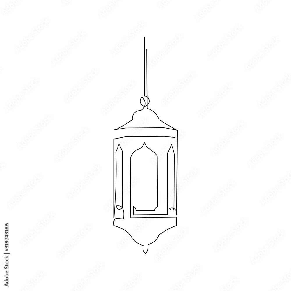 Continuous line drawing of islamic lantern can use for ramadan and ied ...