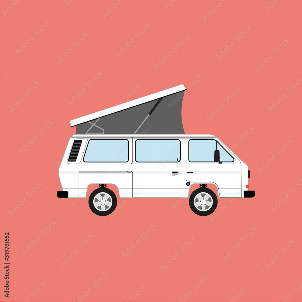 Transporter T3. camper van. travelling by car. vanlife. Stock Vector ...