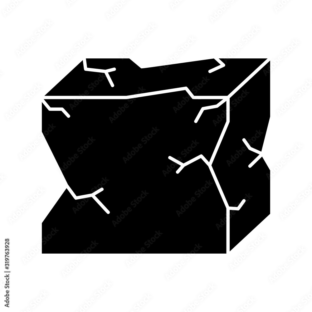 Cutout silhouette Crumpled cube box icon. Black illustration of damage ...