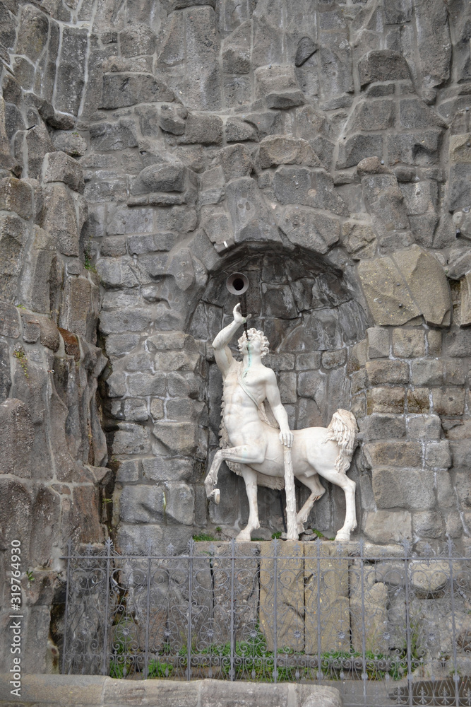 God Triton ichthyic Centaur blows a bugle, sculpture ancient Roman God ...