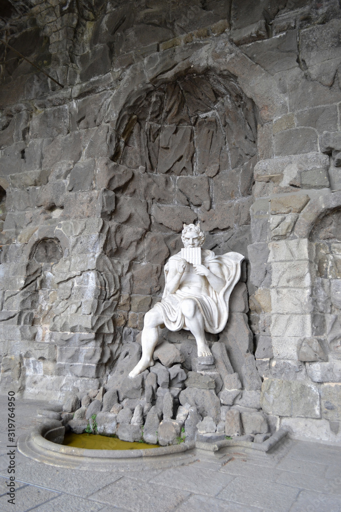 God Pan plays the flute, sculpture ancient Greek God of pastoralism and ...