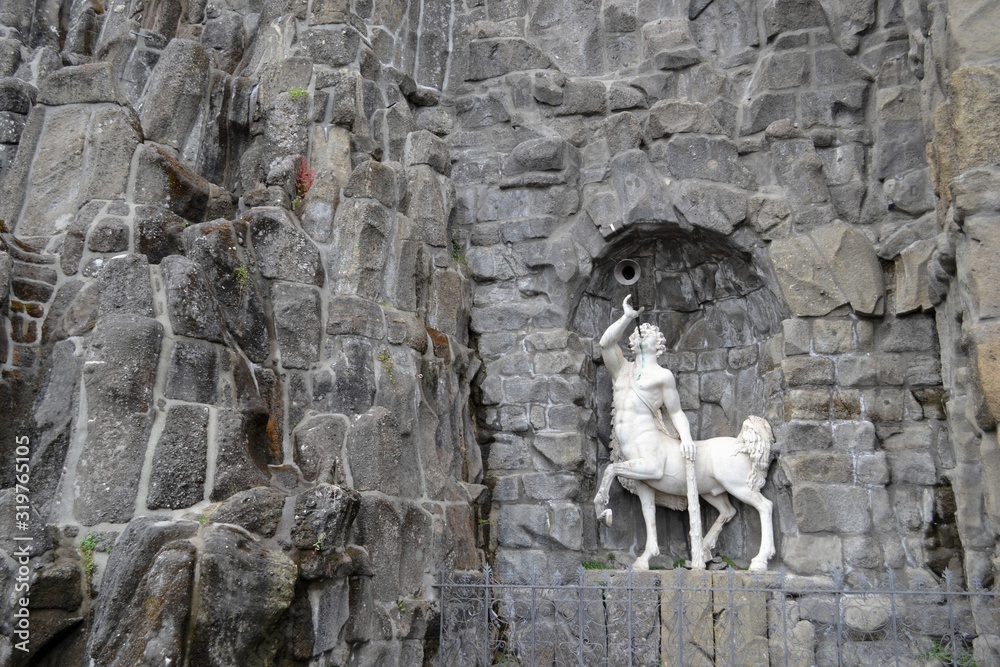 God Triton ichthyic Centaur blows a bugle, sculpture ancient Roman God ...