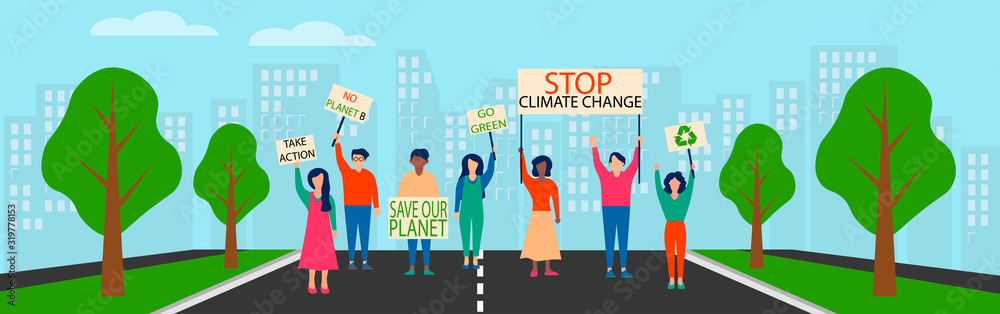 Vetor de Environmental activists are focusing on climate change ...