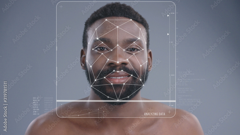Face Detection. Face ID. Facial Recognition. Futuristic Biometric ...
