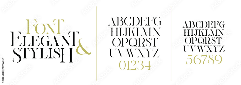 vector illustration. Stylish elegant vector composite font. set of ...