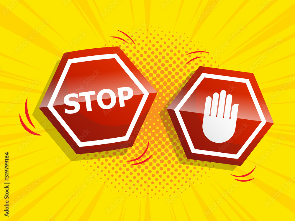 stop sign with comic background Stock Vector | Adobe Stock